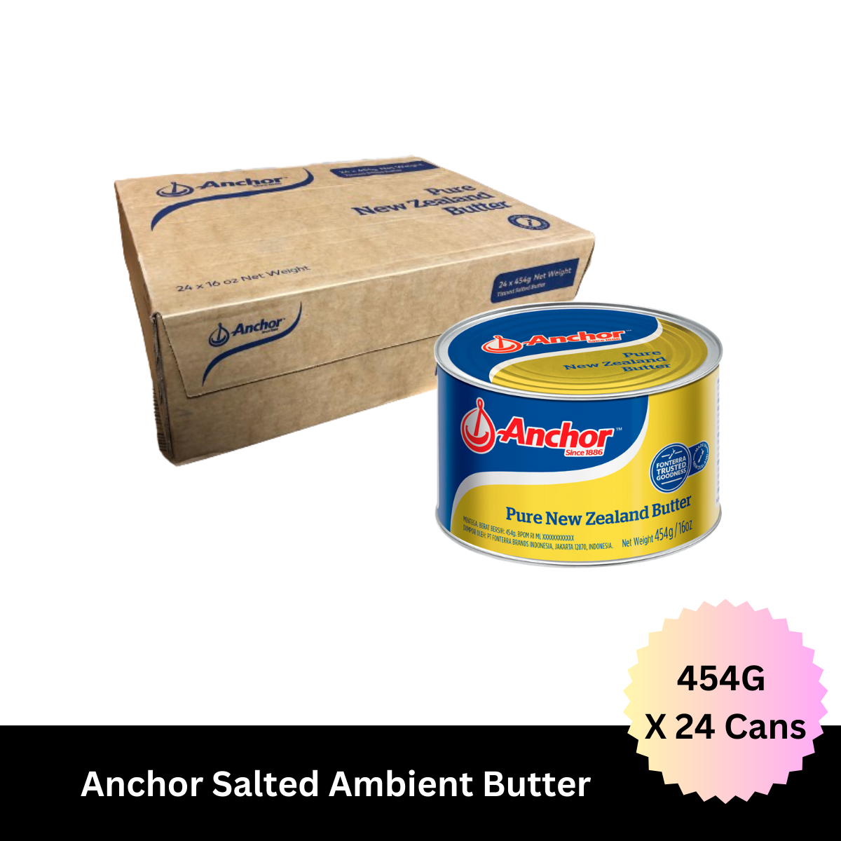 Anchor Pure New Zealand Salted Butter 454G X 24 Can (Ambient) TMK – buynow.co.nz