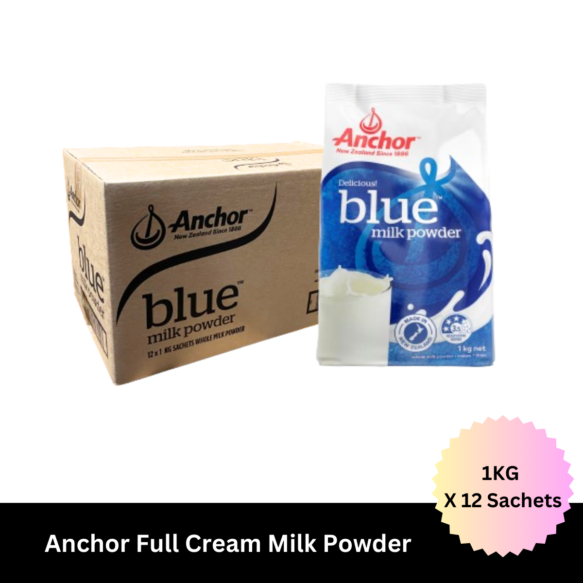 Anchor Milk Powder Standard Blue 1KG X 12 Bag – buynow.co.nz